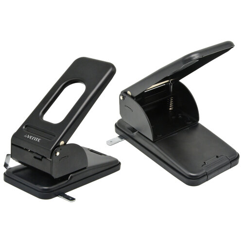 Дырокол на 60л " deVente " металлический, встроенная линейка со шкалой, съемный поддон для конфетти, черный