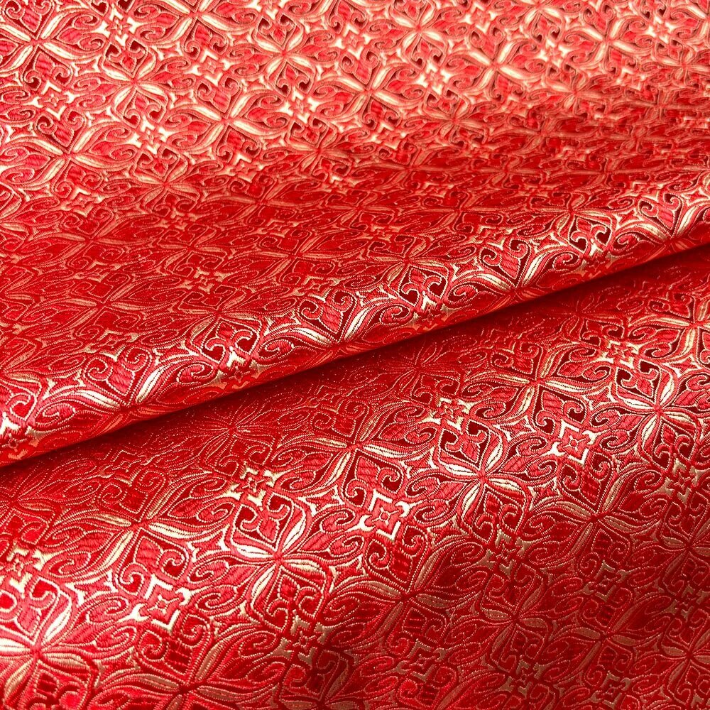 Парча жаккардовая ткань Findohope цветочная 50x75 см Красный, Красный