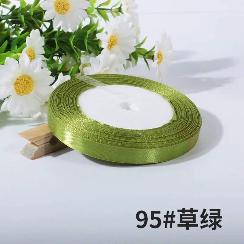 Атласные ленты Wusmart 25 ярдов Army Green, 6mm Wide