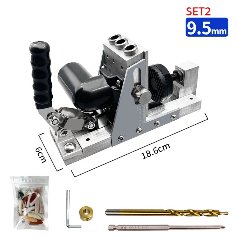 Комплект для сверления карманных отверстий для дерева SET2-9.5mm Hole