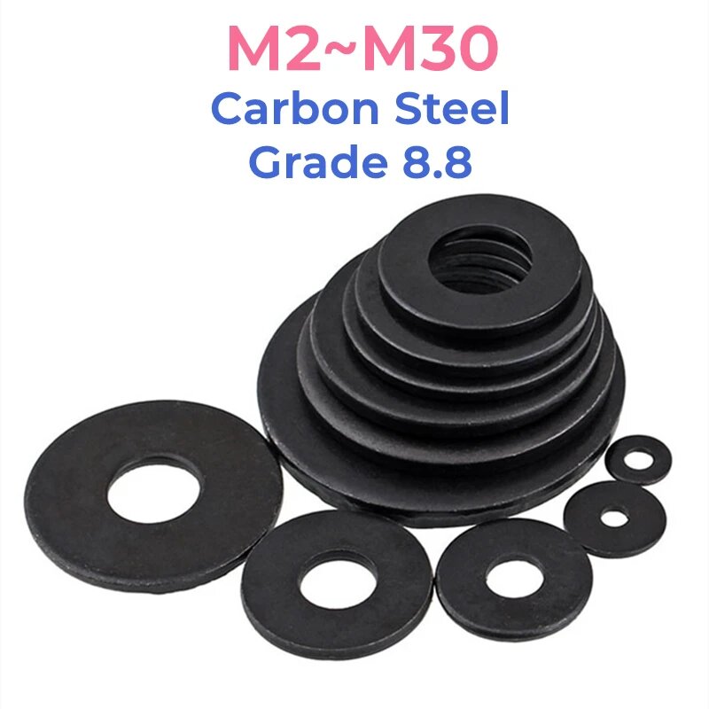 Плоские шайбы из стали GB97 8.8 черные M2-M30 M5x10x1mm-30pcs