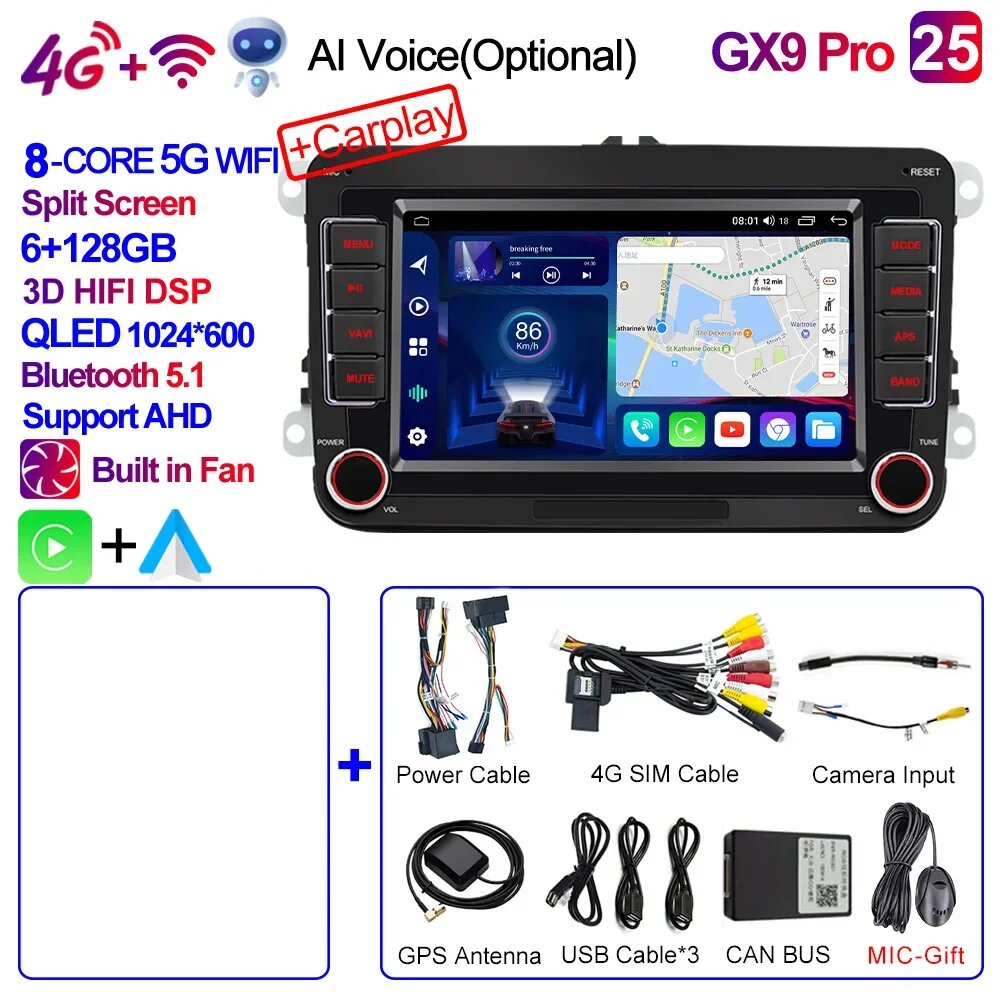 CAIXI 2 Din Android автомобильный радиоприемник мультимедийный Carplay авто gps GX9 Pro(6-128GB)-0