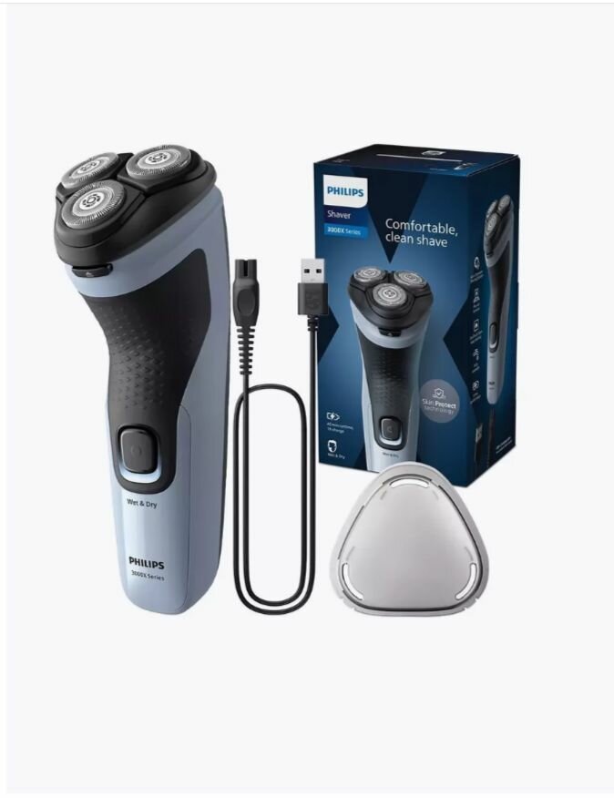 Электрическая бритва аккумуляторная Philips X3003/00, сухое и влажное бритье.