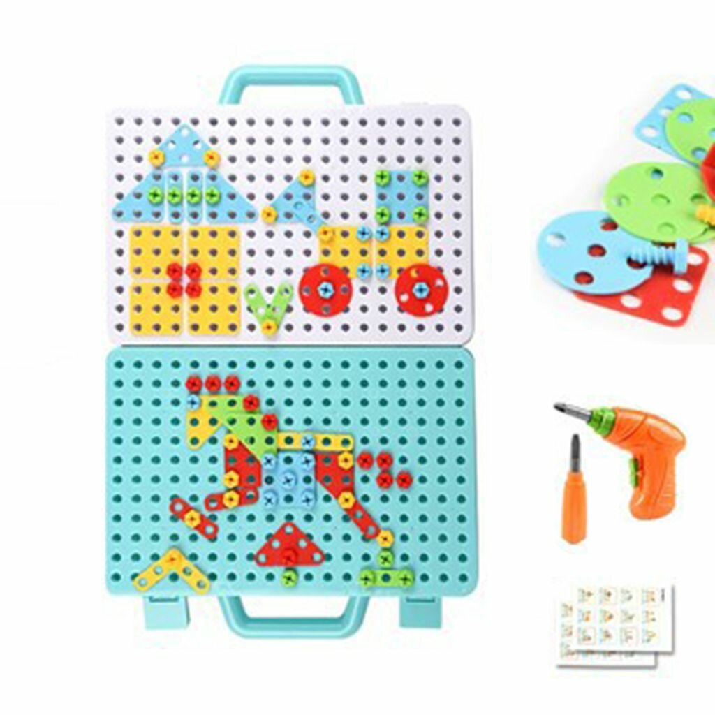 1 комплект из 189 шт, 3D трехмерный игрушечный чемодан в сборе с электрической дрелью