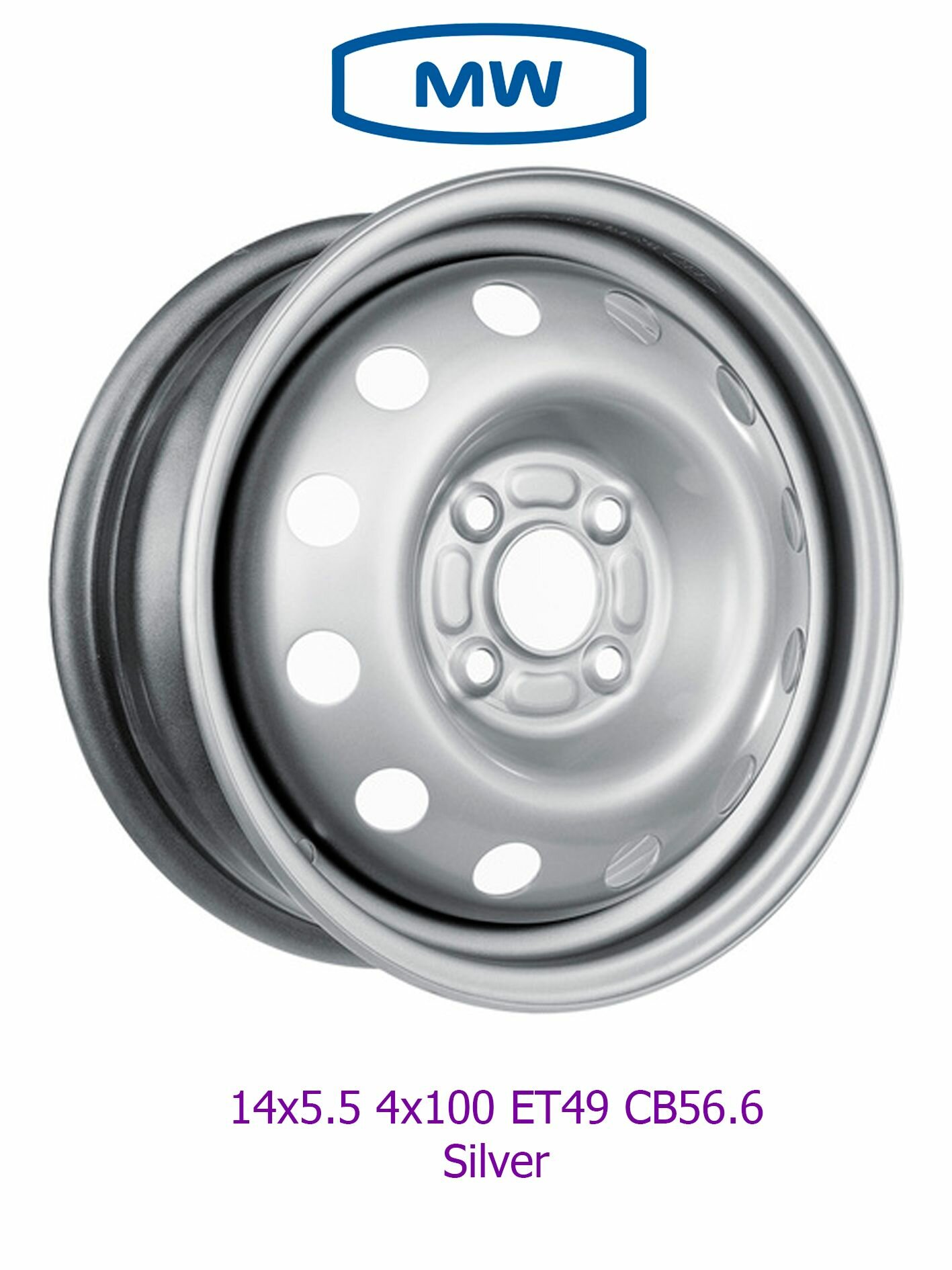 Колесный штампованный диск Magnetto 14013 R14x5.5 4x100 ET49 CB56.6 Silver