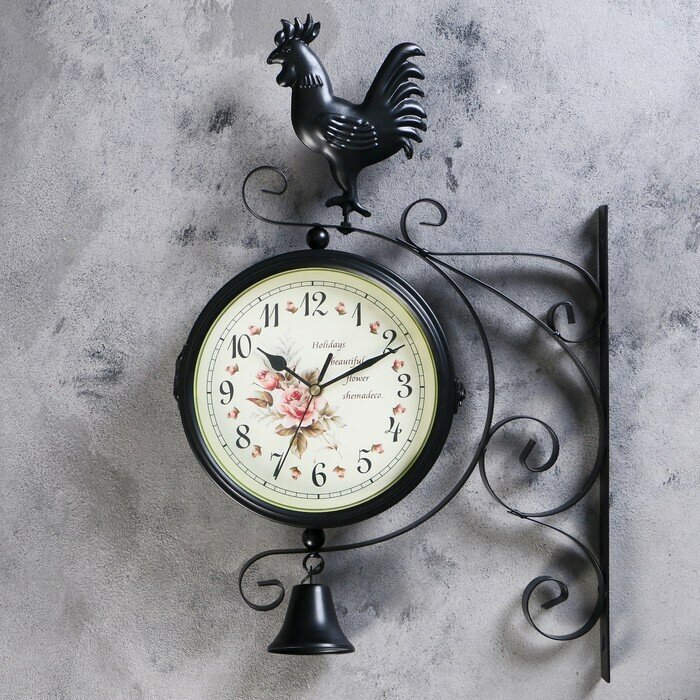 Часы настенные baojuzi двойные, серия: Садовые, "Флюгер", 32х48 см