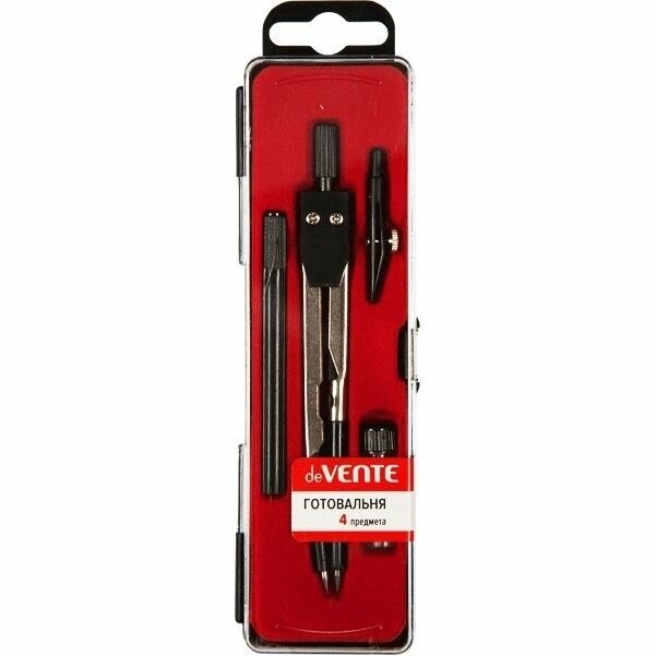 Набор чертежный deVENTE 4 предмета, в пластиковом футляре, с блистерным подвесом (5093701)