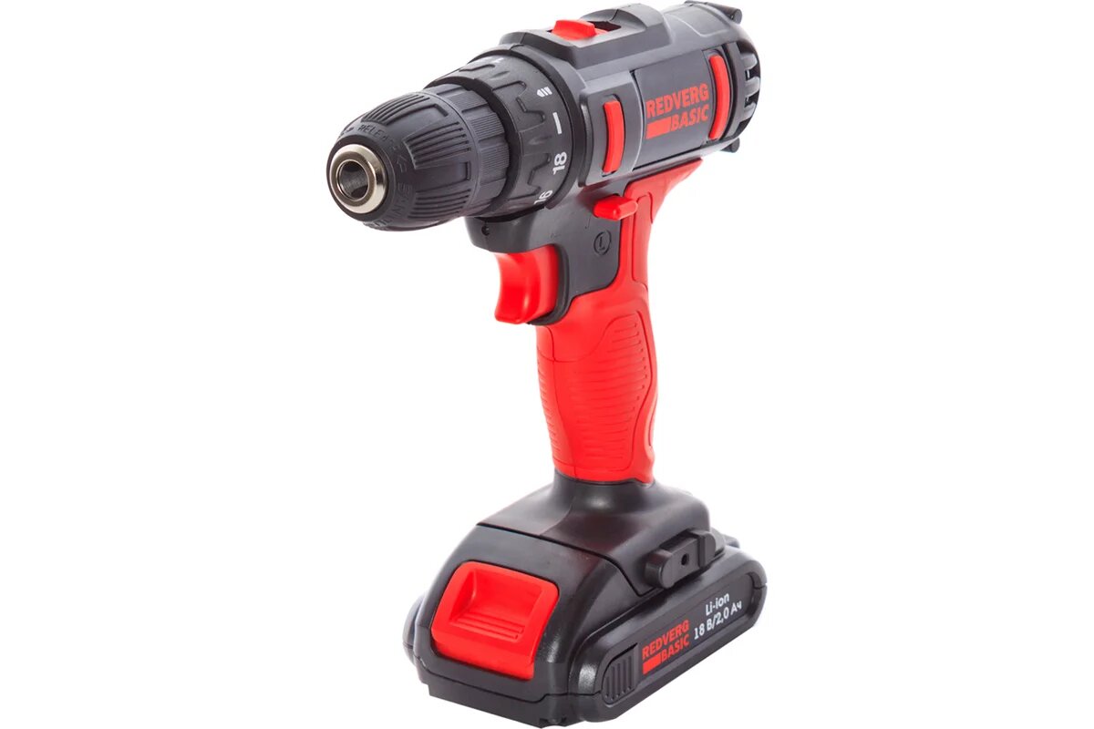 Шуруповёрт RedVerg Basic SD18LE/2-2, 18 В, быстрозажимной патрон, LED подсветка