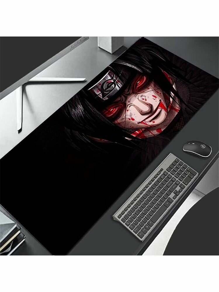 Новый коврик для мыши в стиле аниме Наруто, негабаритный, 900x400 см, Учиха Саске, Учиха Итачи,