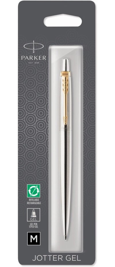 Ручка гелевая Parker Jotter Core K694 Stainless Steel GT, цвет чернил черный (2020672)