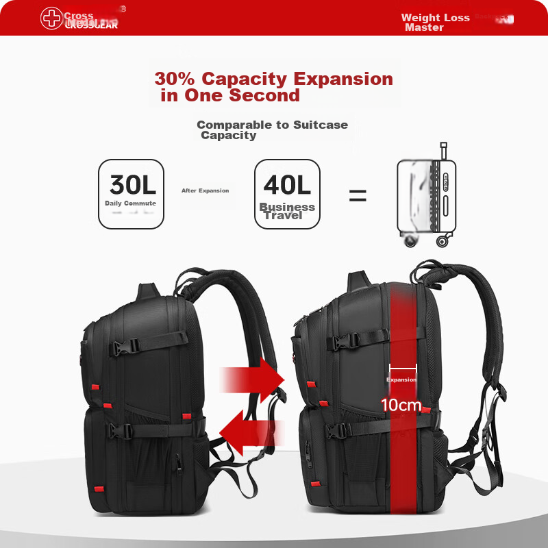 CROSSGEAR Cross Medal Weight Reduction Master Backpack, 17.3-Inch Laptop Bag, Large Capacity Business Backpack, Travel Bag for Business Trips