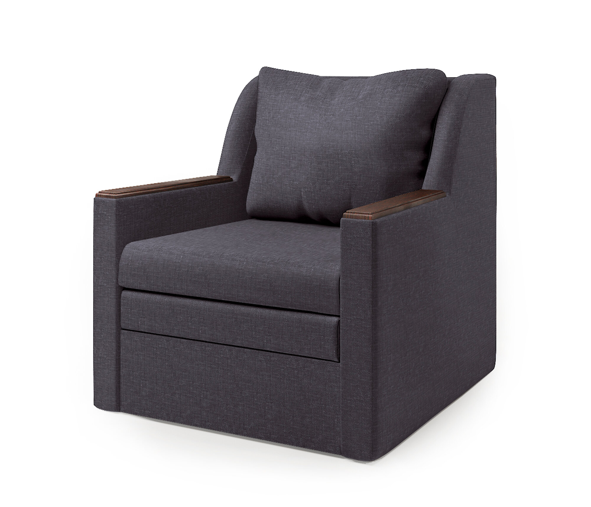 Кресло-кровать Шарм-Дизайн Соло раскладное кресло в гостиную, для дома, с ящиком для белья, 62х190 см, рогожка, серый