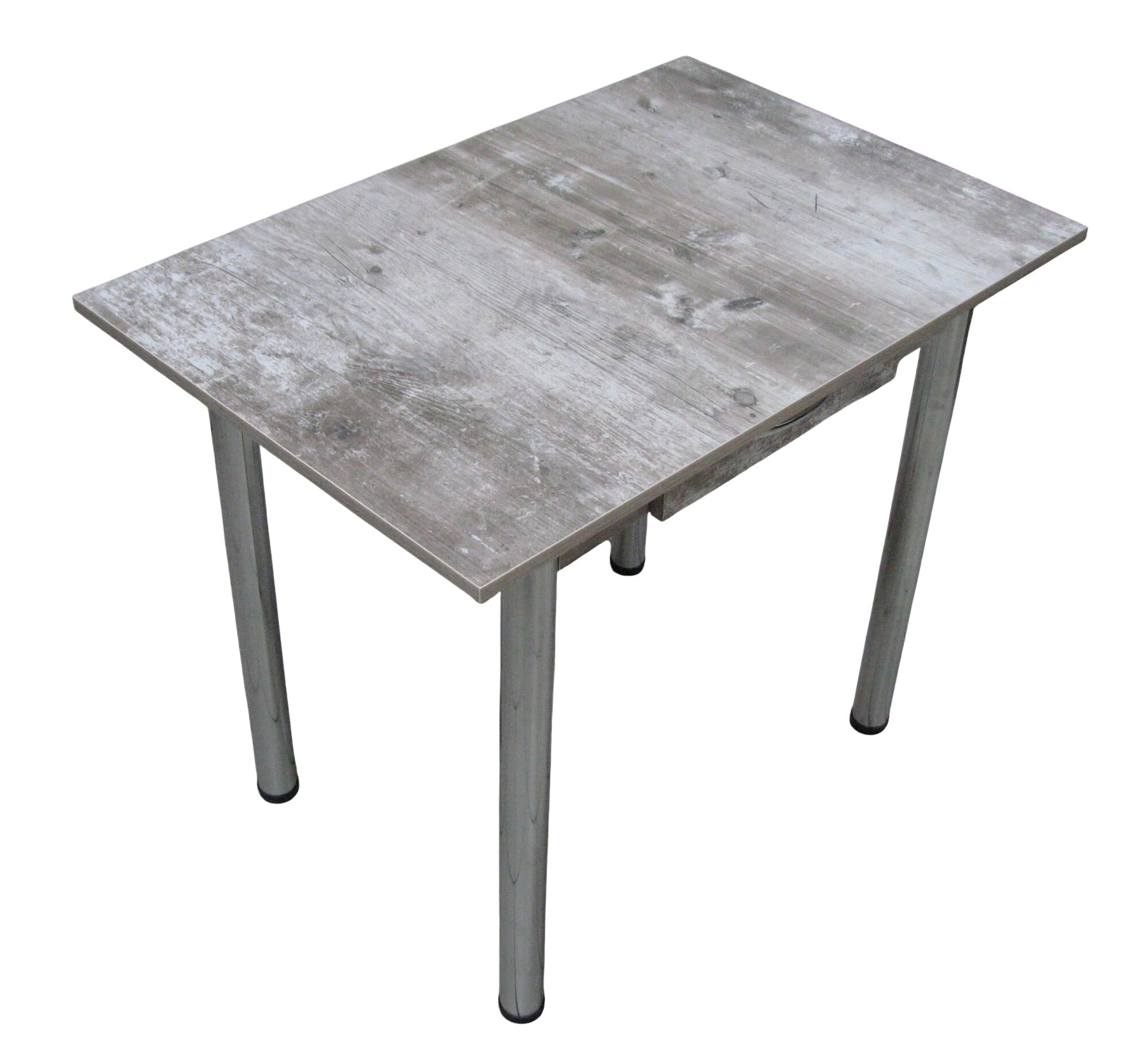 Стол обеденный Прямоугольный с ящиком 90*60 см. лдсп Штейн светлый ножки Хром. Кухонный Стол.