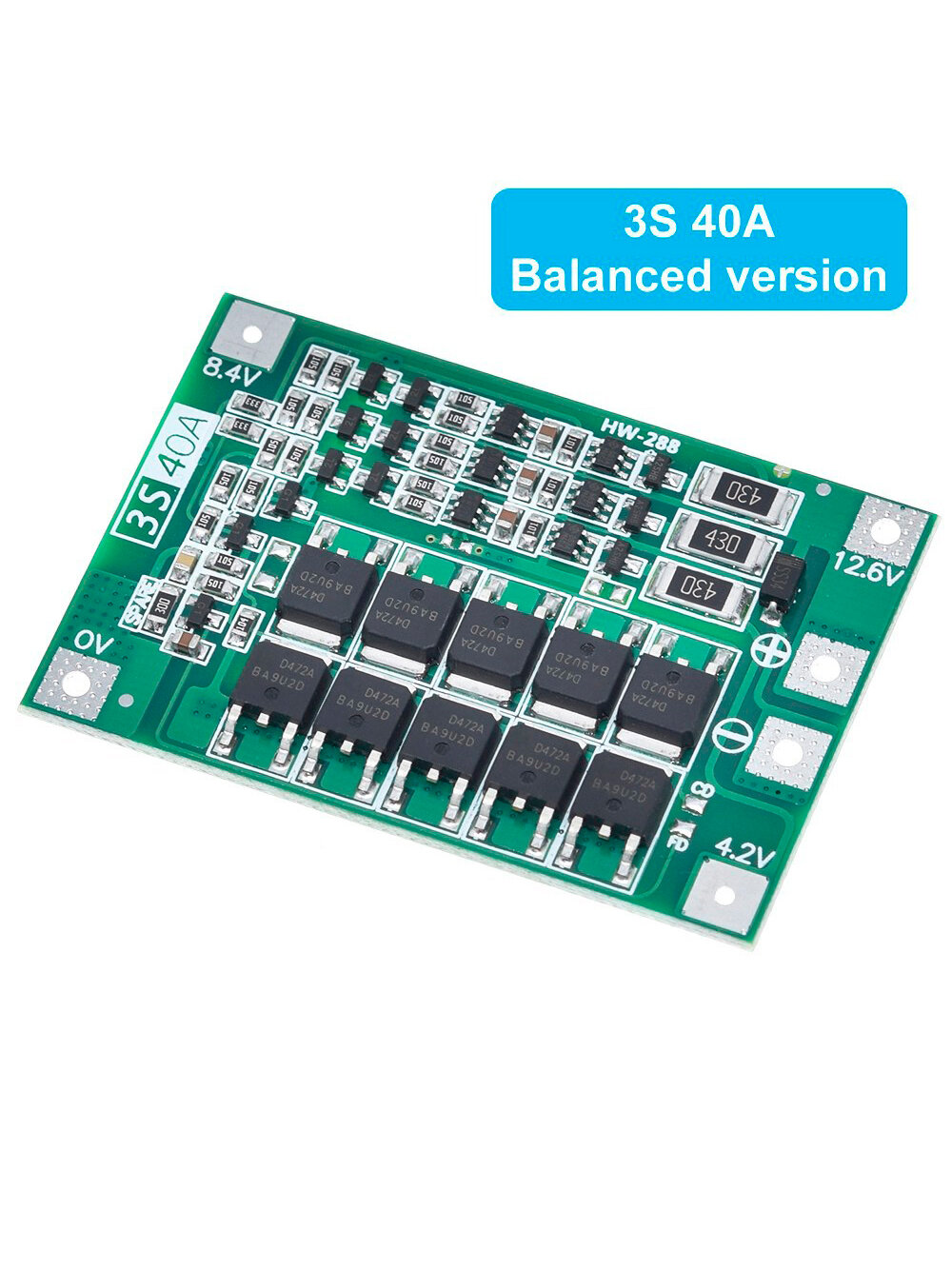 Защитная плата зарядного устройства 3S 40A Balance 18650 BMS