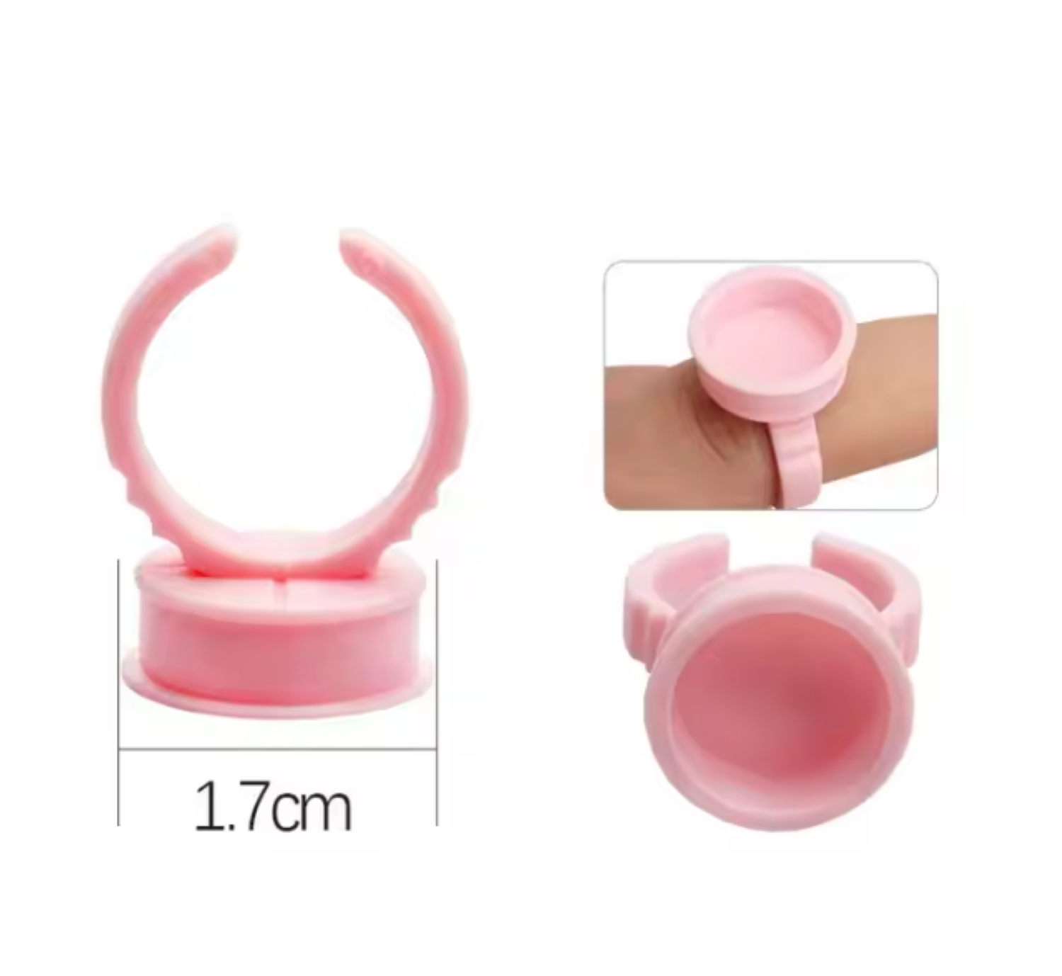 Кольцо для клея и пигментов для тату, розовое, без насечек и перегородки, размер М
