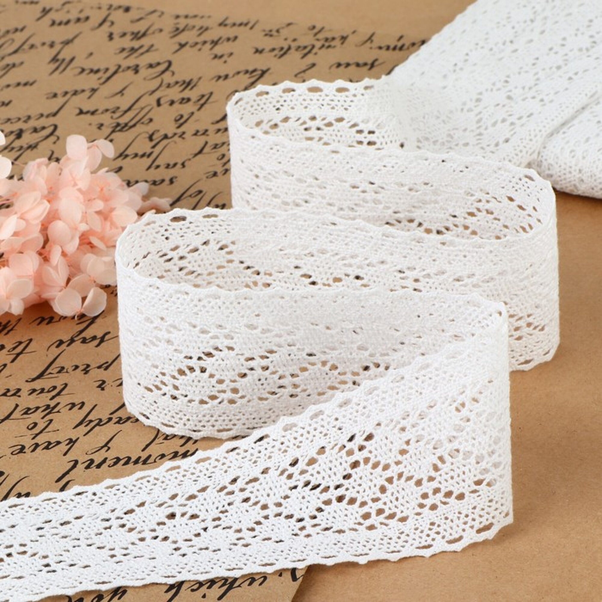 Кружево Арт Узор, вязаное, хлопок, полиэстер, 50мм x 10м, белое