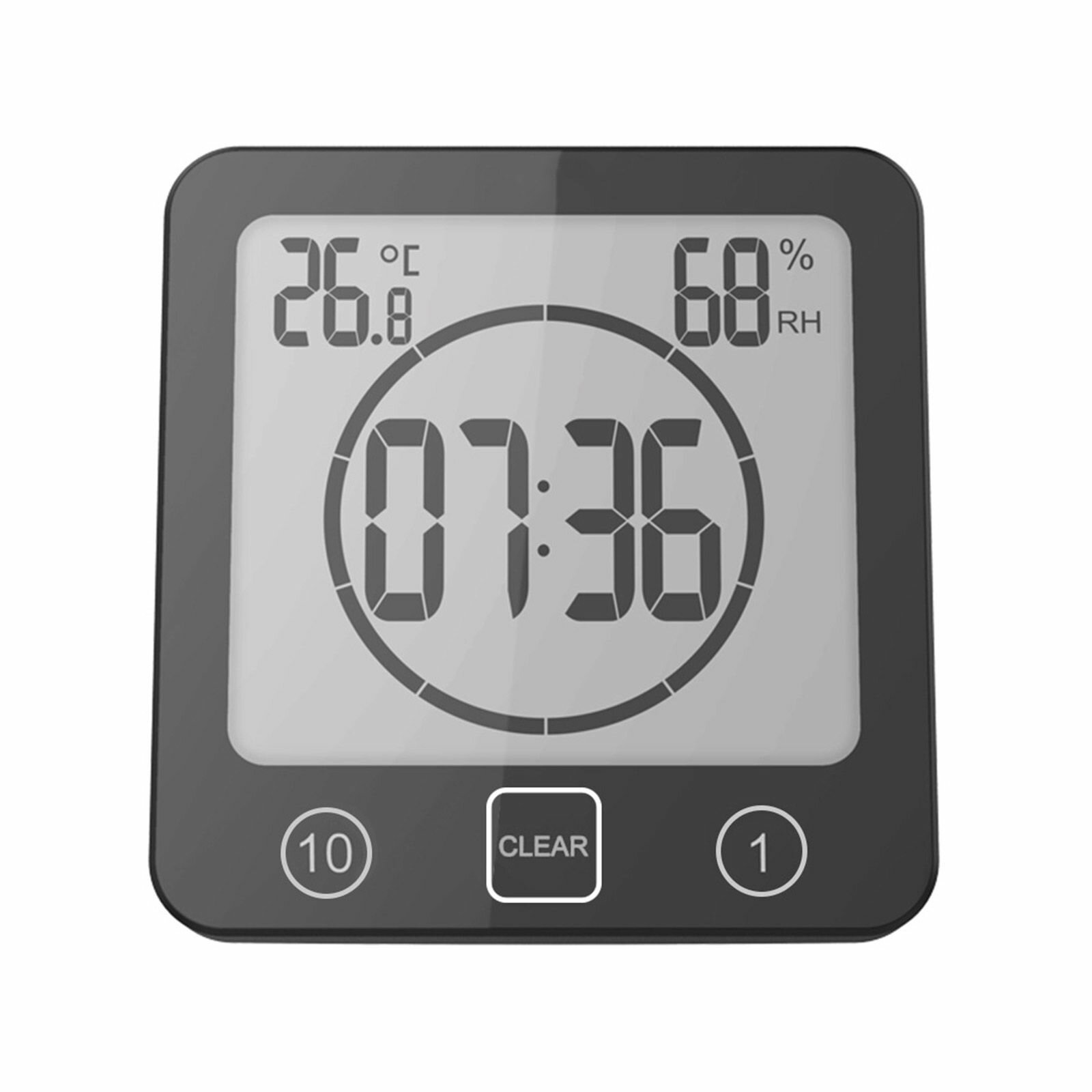 Водонепроницаемые часы для ванной комнаты с обратным отсчетом на 1/10 минуты-черный