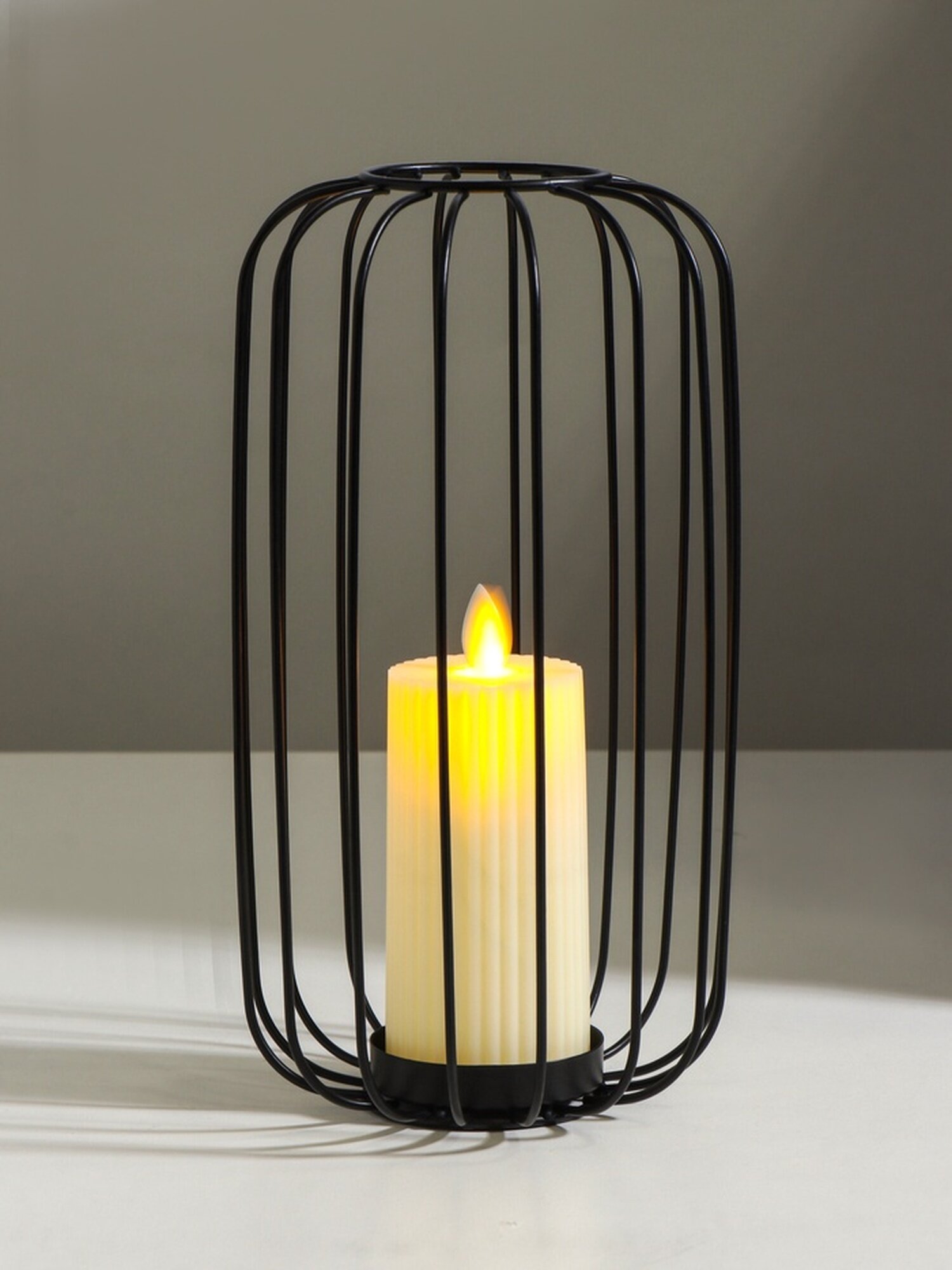Металлический подсвечник на 1 свечу «Лофт. Прутья», чёрный, 24×13.5×13.5 см