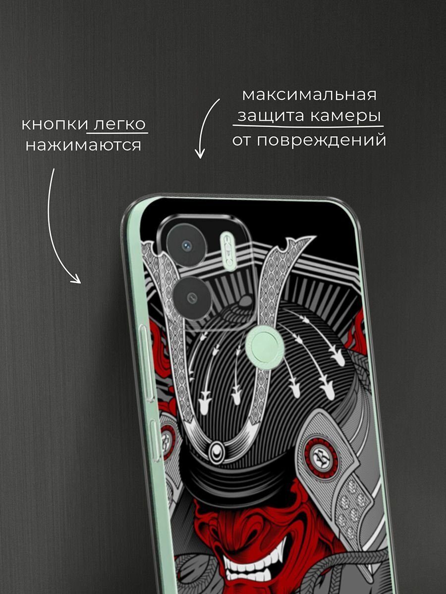 Чехол на Xiaomi Redmi A1+/Redmi A2+/Poco C51/C50 / Редми A1+ с принтом "Красная маска самурая" — фото 1