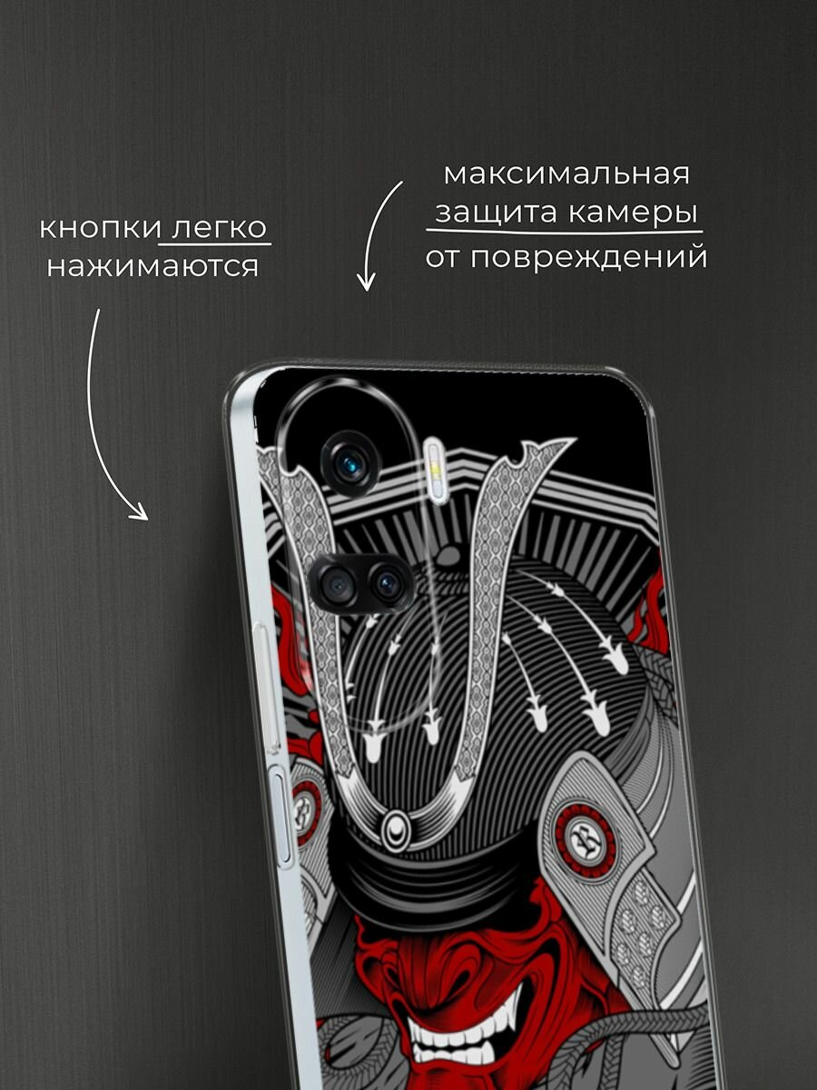 Чехол на Honor 90 Lite / Хонор 90 Лайт с принтом "Красная маска самурая" — фото 1