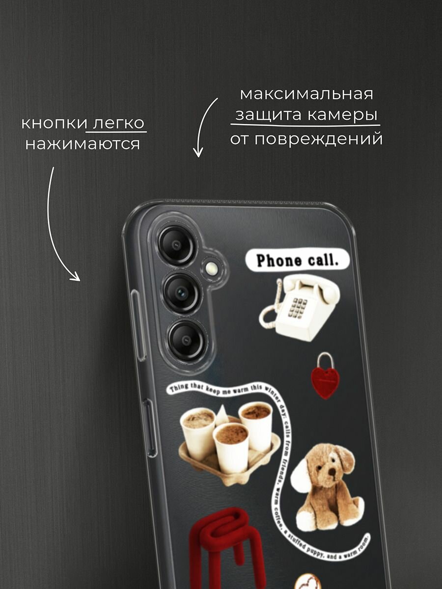 Чехол на Samsung Galaxy A15 / Самсунг А15 с принтом "Phone call", прозрачный — фото 1