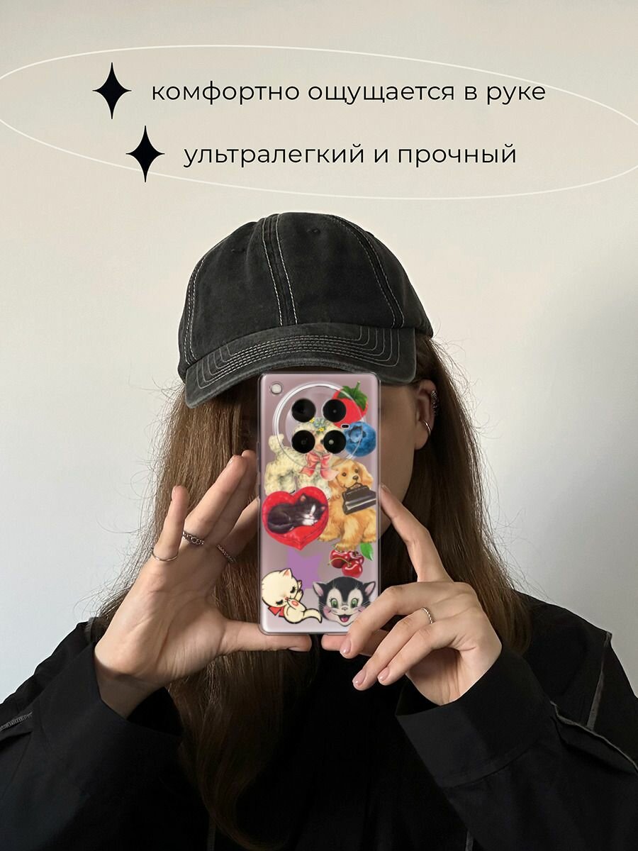 Чехол на Infinix Zero 40 4G / Инфиникс Зеро 40 4G с принтом "Милые стикеры", прозрачный — фото 1