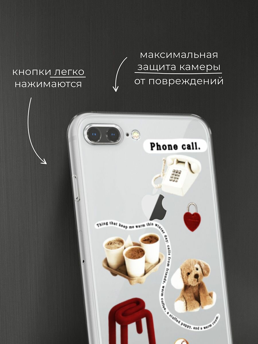 Чехол на Apple iPhone 7 Plus / Айфон 7 Плюс с принтом "Phone call", прозрачный — фото 1