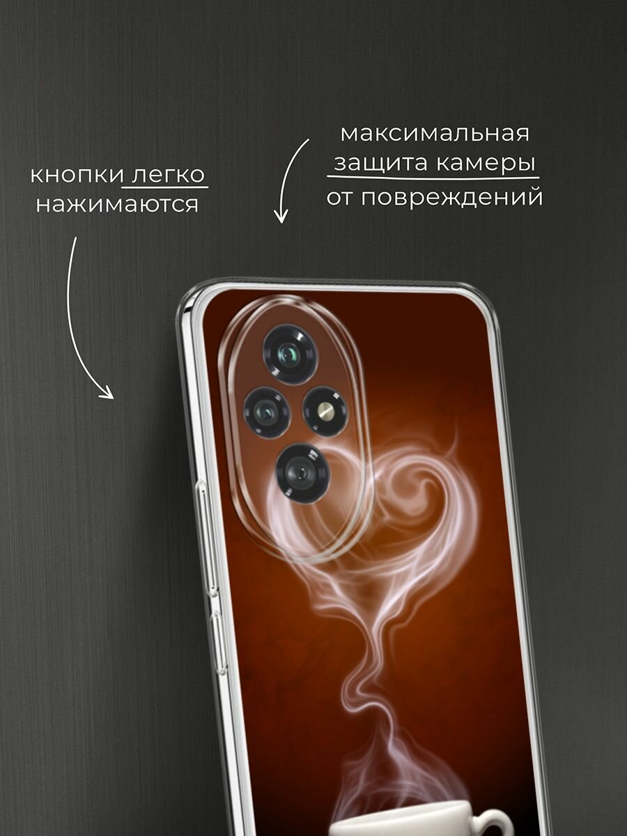 Силиконовый чехол на Honor 200 / Хонор 200 с принтом "Кофейная любовь" — фото 1
