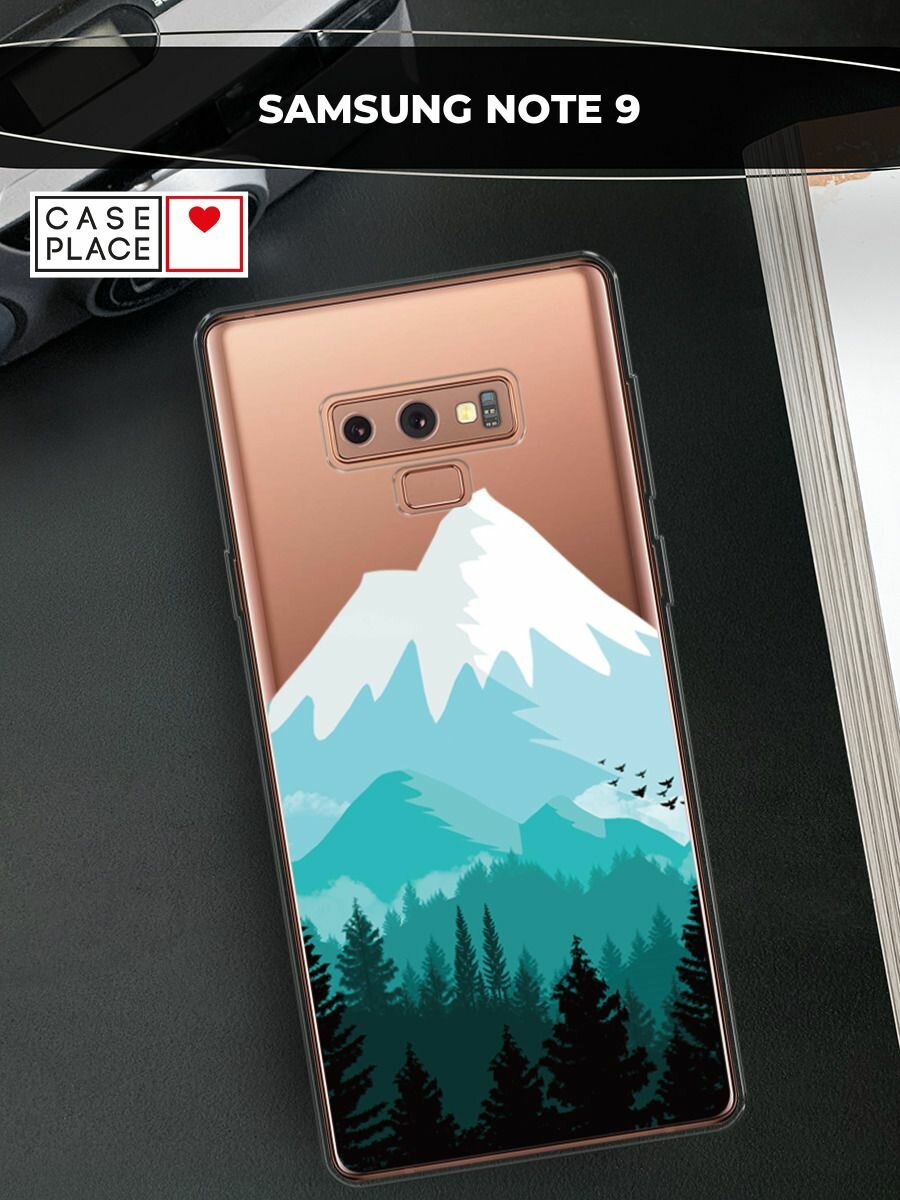 Чехол на Samsung Galaxy Note 9 / Самсунг Галакси Нот 9 с принтом "Синяя снежная гора", прозрачный