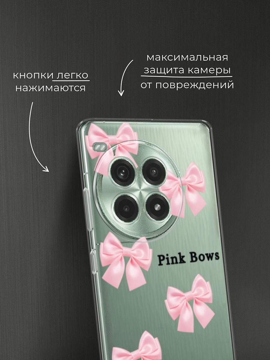 Чехол на OnePlus Ace 3 Pro / Ван Плас Эйс 3 Про с принтом "Pink Bows", прозрачный — фото 1