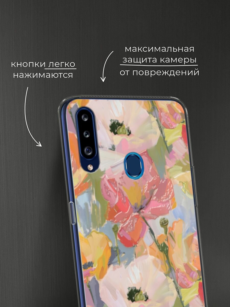 Чехол на Samsung Galaxy A20s / Самсунг Галакси A20s с принтом "Акварельные анемоны" — фото 1