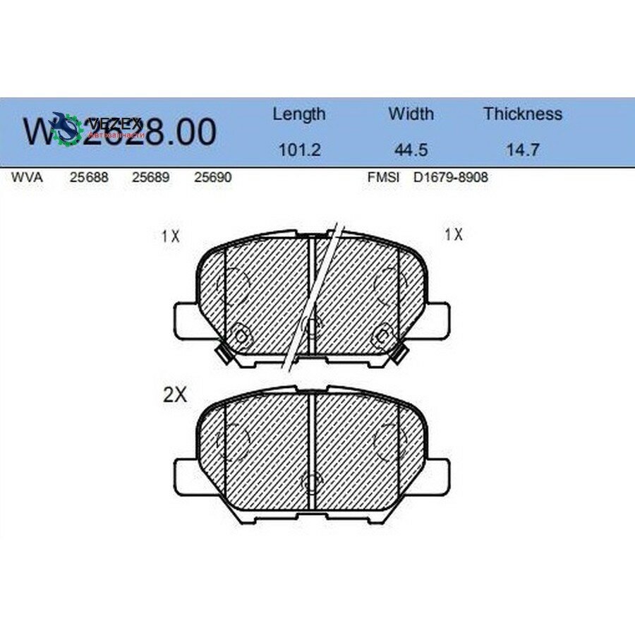 JEENICE WS262800 Колодки тормозные дисковые | зад | MITSUBISHI OUTLANDER III (GG_W, GF_W, ZJ) 2.0 (GF2W) 10.2012 - <=> MITSUBISHI ASX (GA_W_) 1.6 MIVEC 06.2010 -