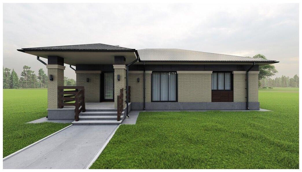 Проект дома для ипотеки и строительства 11-0054А (119,32 м2, 13,59*10,08 м, газобетонный блок 400 мм, облицовочный кирпич)