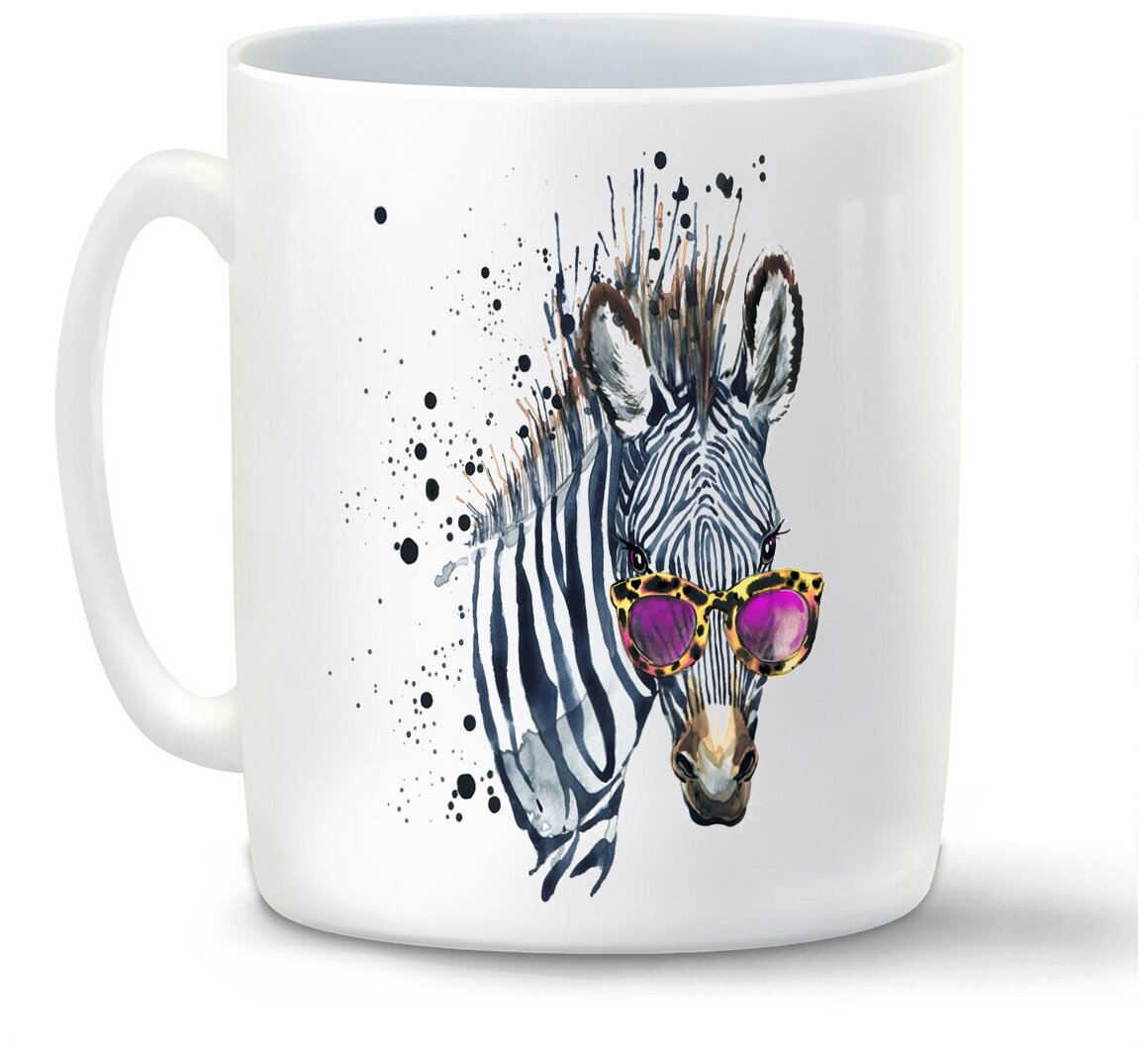 Кружка белая CoolPodarok Краски. Деловая зебра