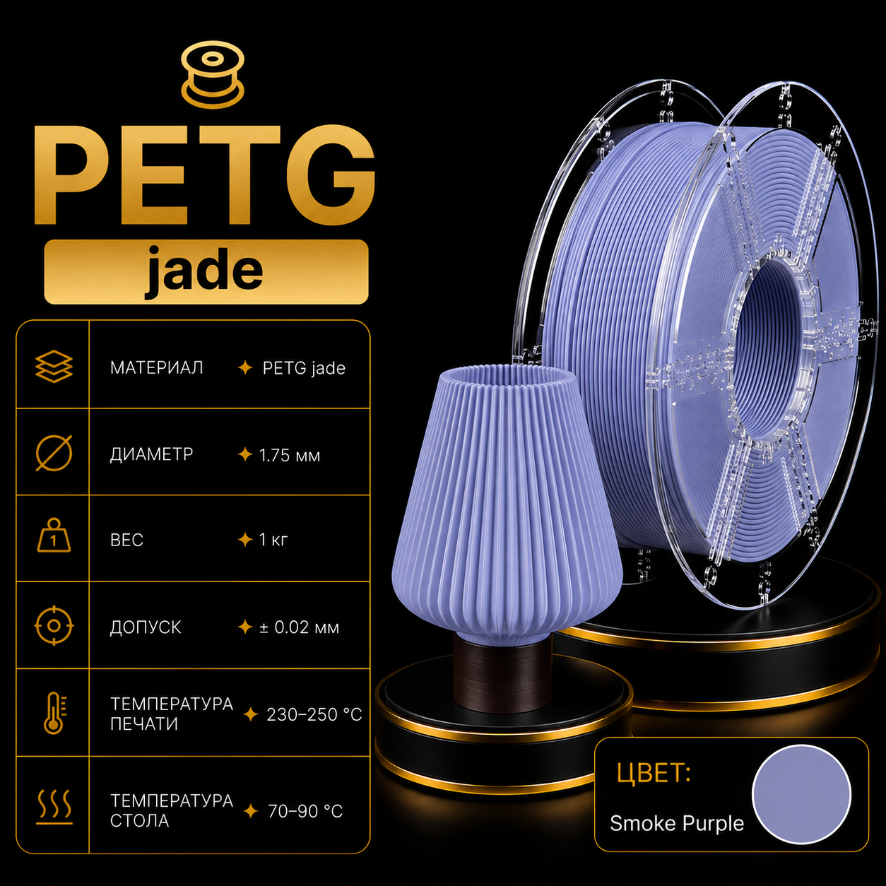 Филамент PETG нефритовый Дымчато-фиолетовый