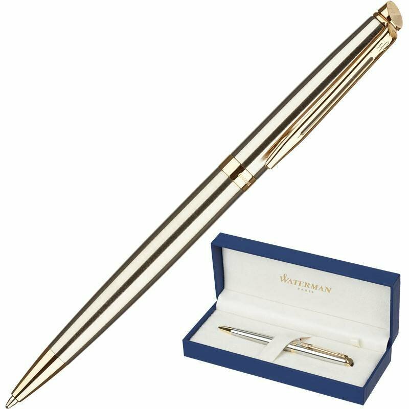 Ручка шариковая WATERMAN HEMISPHERE S0920370 сталь с позол лин сред чер син 328781