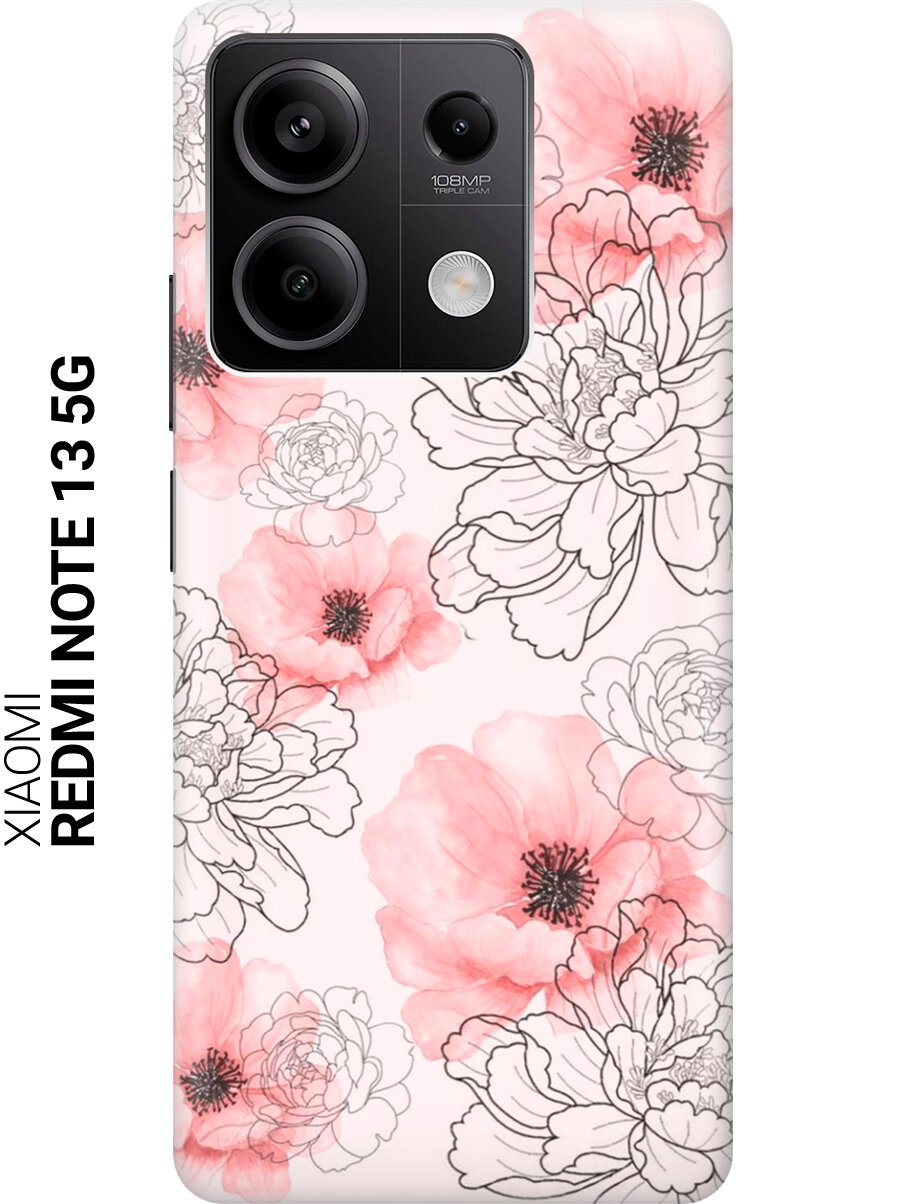 Силиконовый чехол на Xiaomi Redmi Note 13 5g / Сяоми Редми Ноут 13 5г с рисунком "Нежно-розовые цветы"
