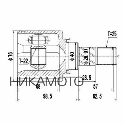 ZIKMAR Z87601R ШРУС NISSAN TIIDA 1.6 AT 04- внутр.