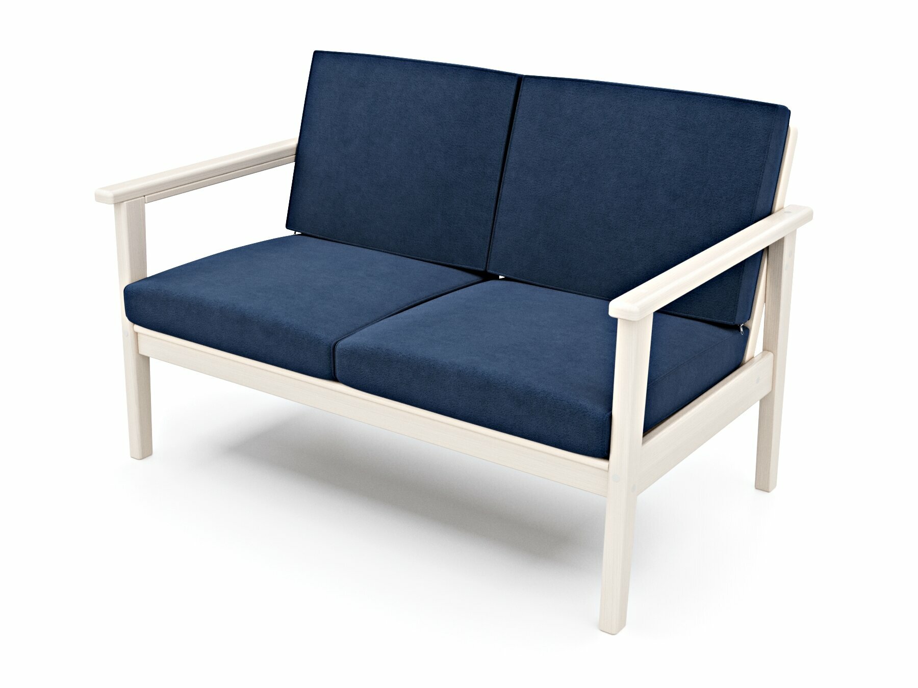 Садовый диван Arsko Лориан-М-С синий-беленый дуб, велюр, массив дерева, кухонный, офисный, для кафе и бара, на ножках