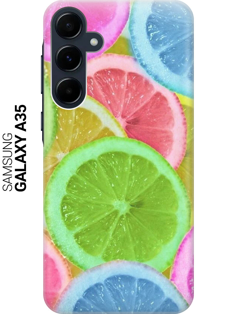 Силиконовый чехол на Samsung Galaxy A35 / Самсунг А35 с рисунком "Разноцветные лимоны"