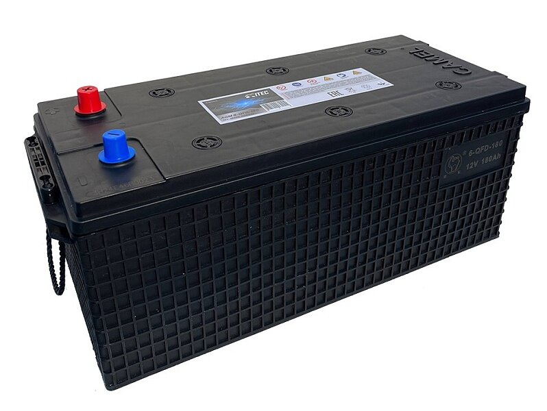 Аккумулятор автомобильный HITEC 6-QFD-180 AGM 180Ah 900A ОП 504x220x215