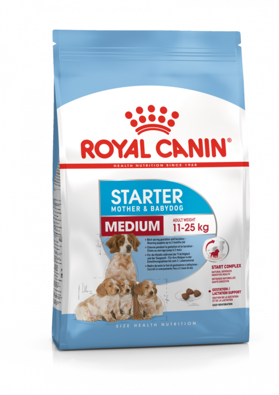 Корм сухой полнорационный Royal Canin Medium Starter для собак средних размеров (весом от 11 до 25 кг) в конце беременности и в период лактации, а также для щенков в период отъема от матери и до 2-х месячного возраста, 4 кг