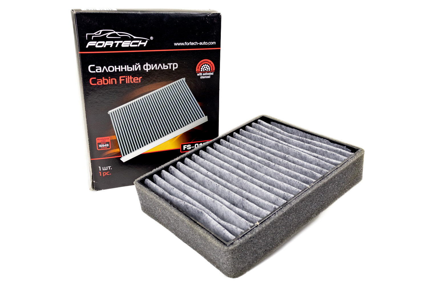 Фильтр салонный угольный FORTECH на ВАЗ 2108-21099, 2113-2115 с адаптером, ВАЗ 2110-2112 после 2003 г. в, Лада Приора