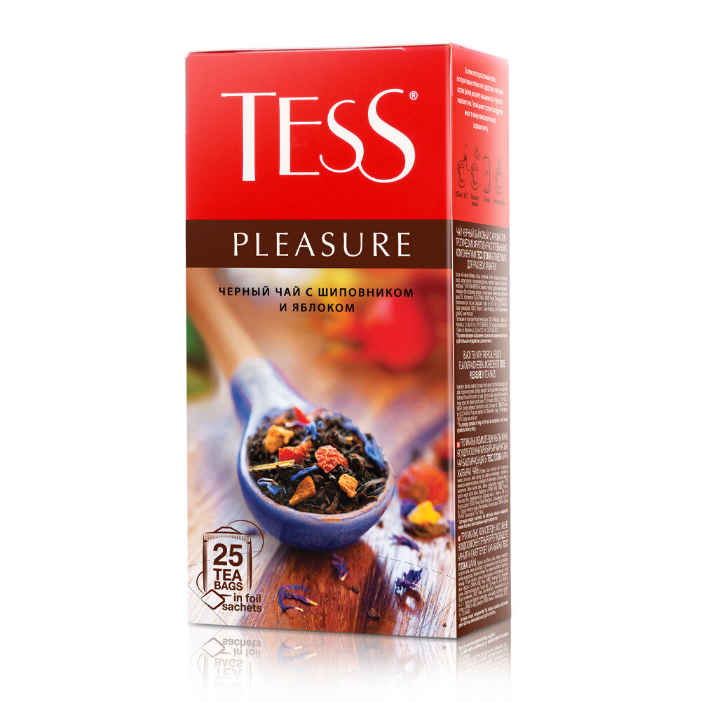Чай черный TESS Pleasure с добавками, 25пак x 5 упаковок
