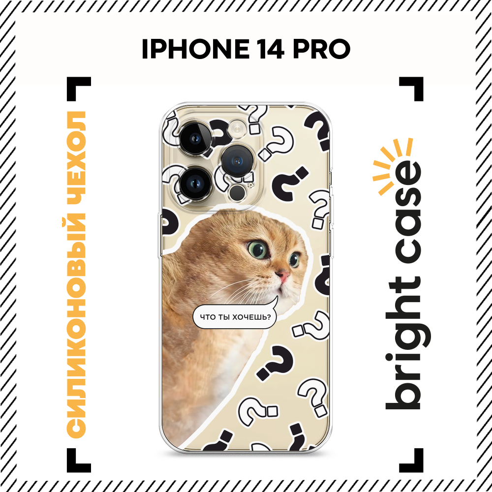 Чехол на Apple iPhone 14 Pro / Айфон 14 Про с принтом С котом парный, прозрачный