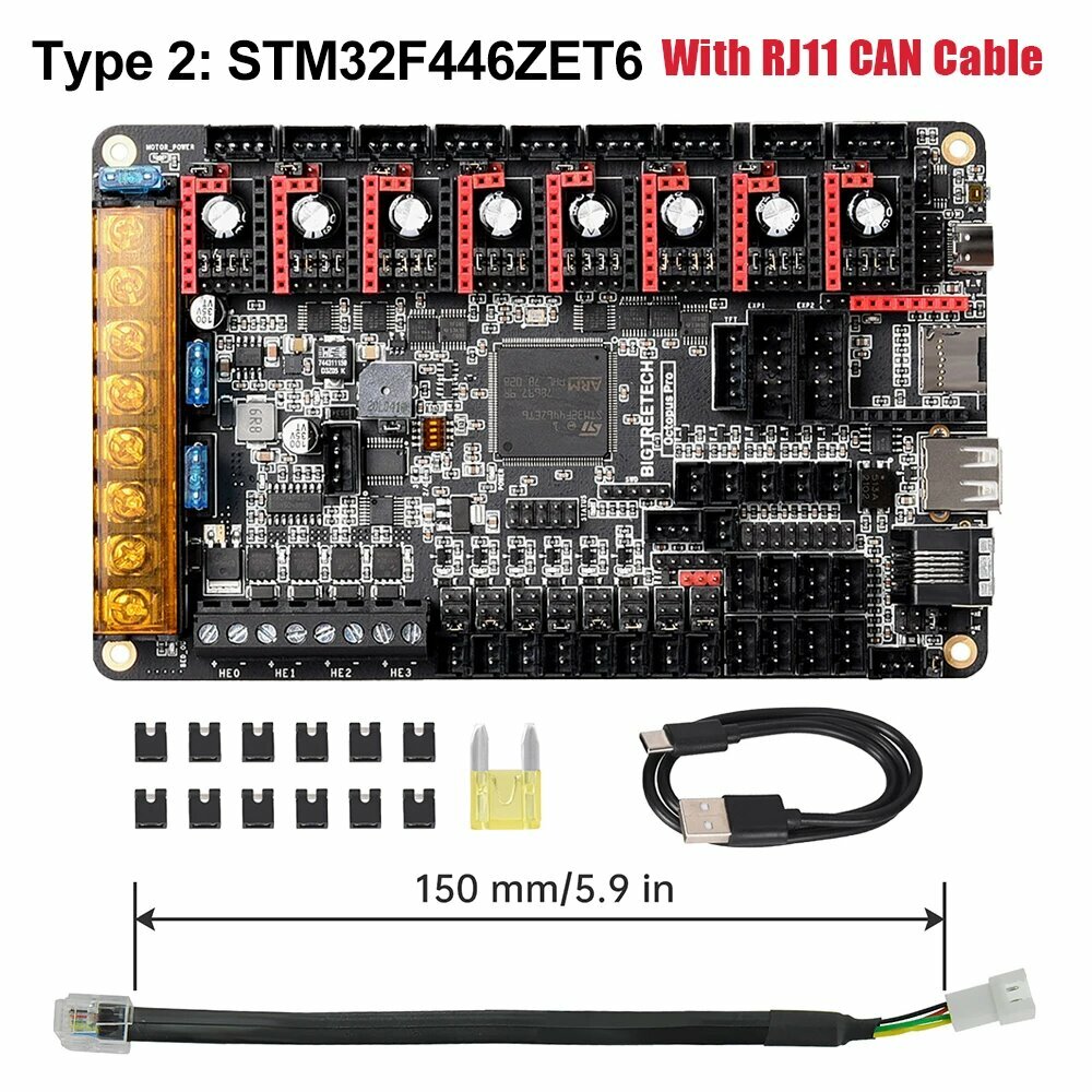BIGTREETECH Octopus Pro V1.0/V1.1 материнская плата для With TMC2209x8, Octopus Pro 446 RJ11
