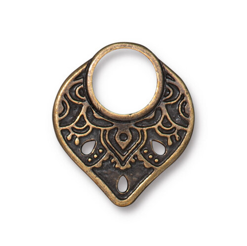 Коннектор 21.4х18.5мм, TierraCast, на три отверстия, Храм, базовый материал - оловянный сплав, бронзовый с чернением, 1 шт.