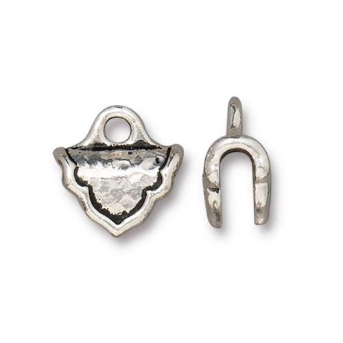 Концевики 12х12мм (ширина 12мм), TierraCast, зажимы для ленты, узорные, базовый материал - оловянный сплав, посеребренные с чернением, пара