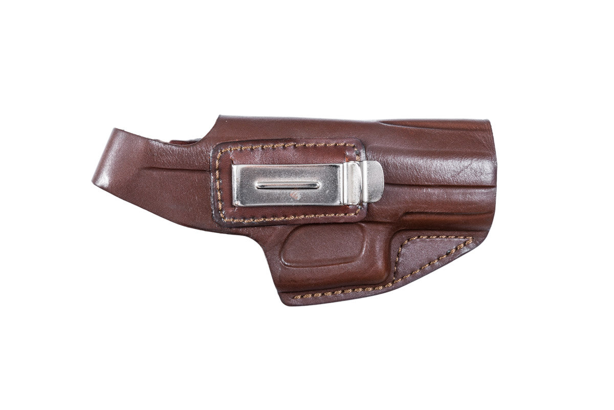 Кобура Kz Grand Power T10 закрытая, комбинированная кожа коричневого цвета на поясе