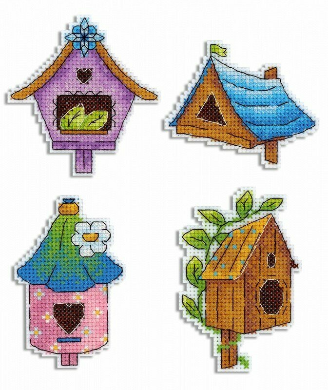 Набор для вышивания Жар-Птица #Р-922 Магниты "Дом пернатых", Счетный крест, 6 х 9 см